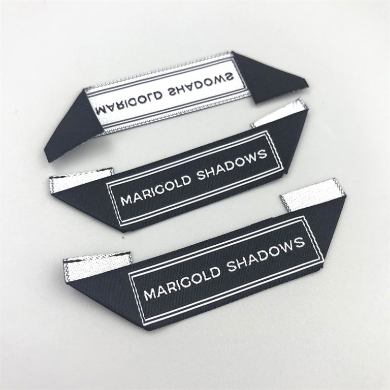 Custom brand logo woven miter clothing labels